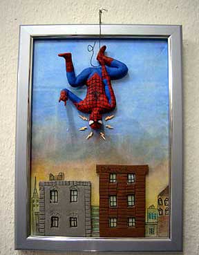 Adult learning to create a spiderman picture frame bithday gift